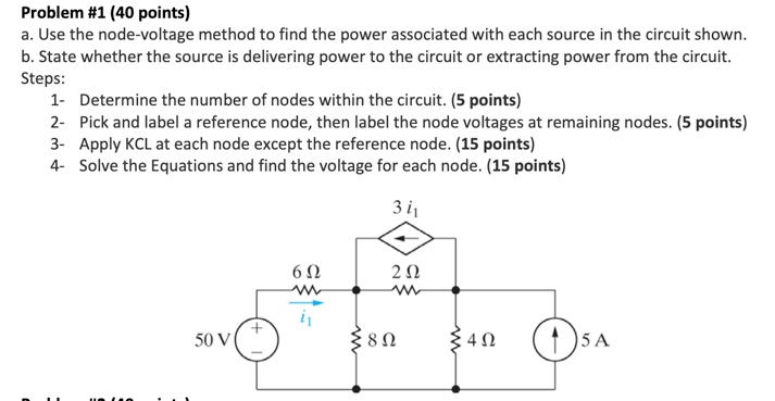 Solved Problem #1 (40 points) a. Use the node-voltage method | Chegg.com