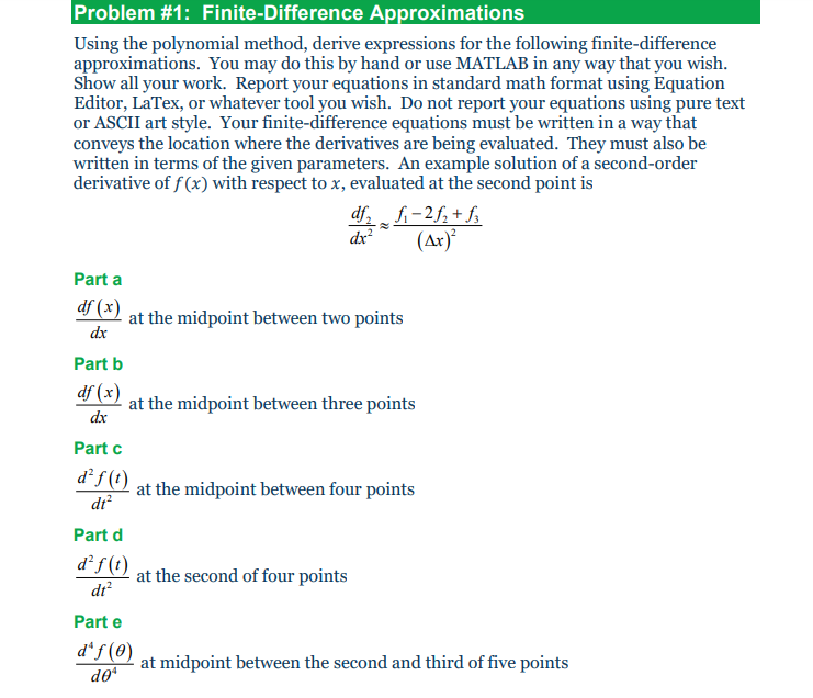 Solved Problem 1 Finite Difference Approximations Using