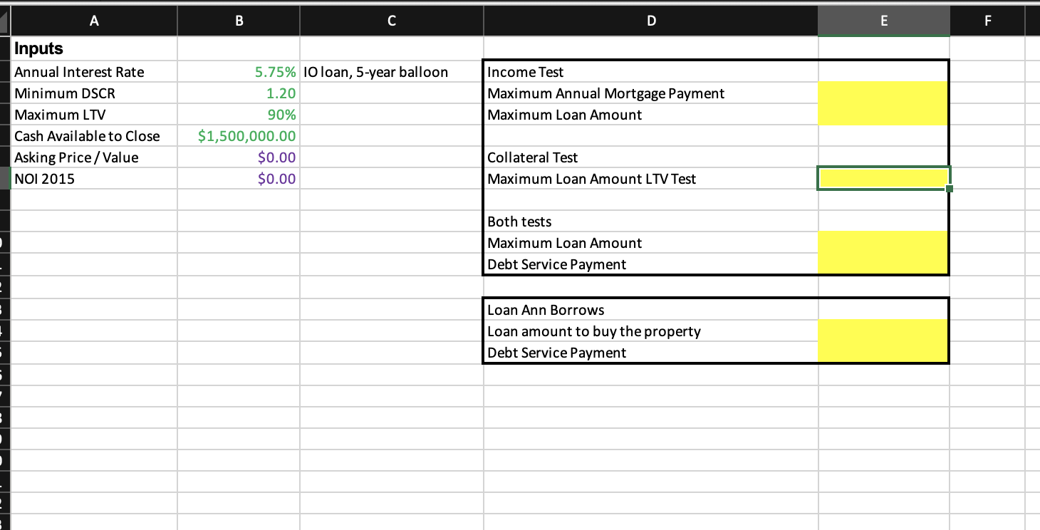 (2) Fill in the second sheet (titled "underwriting"). | Chegg.com
