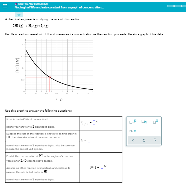Solved O KINETICS AND EQUILIBRIUM Finding half life and rate | Chegg.com