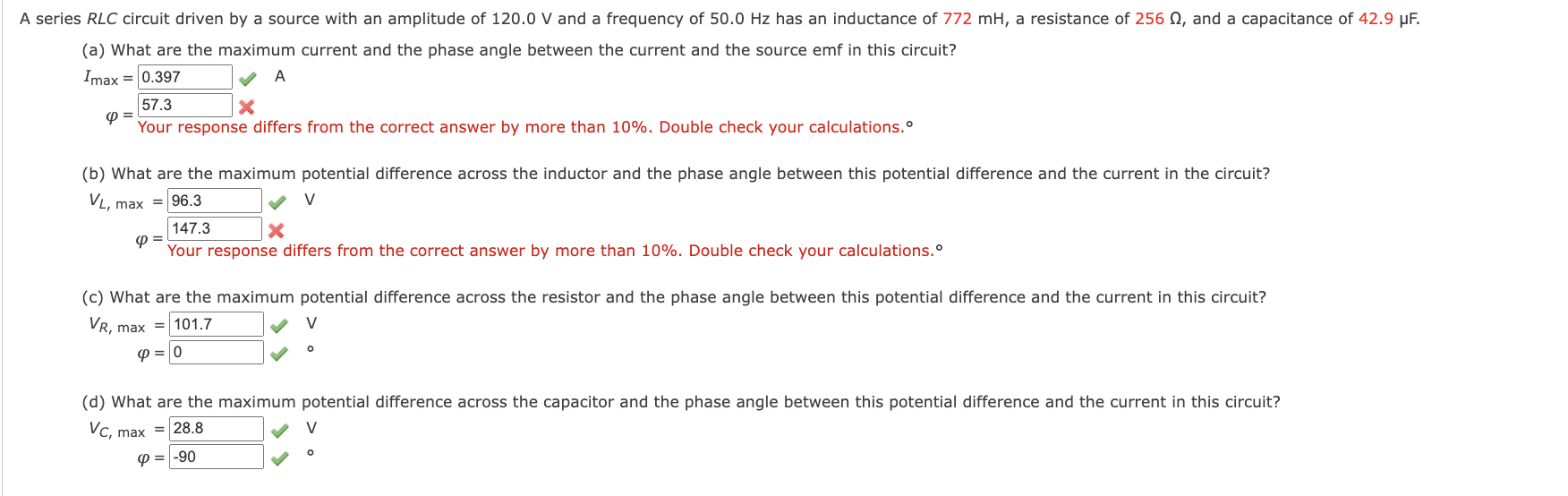 Solved A series RLC circuit driven by a source with an | Chegg.com