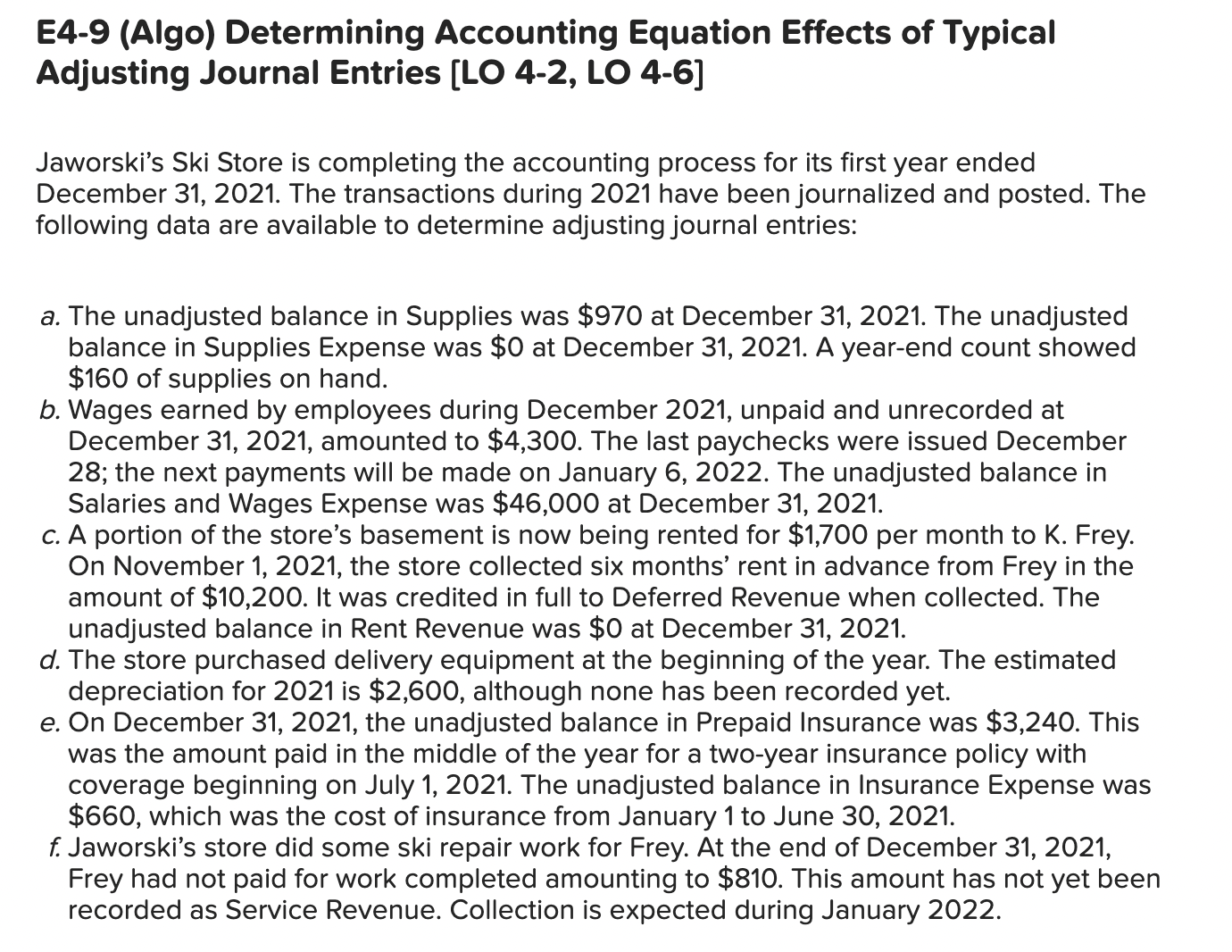 Solved E4-9 (Algo) Determining Accounting Equation Effects | Chegg.com