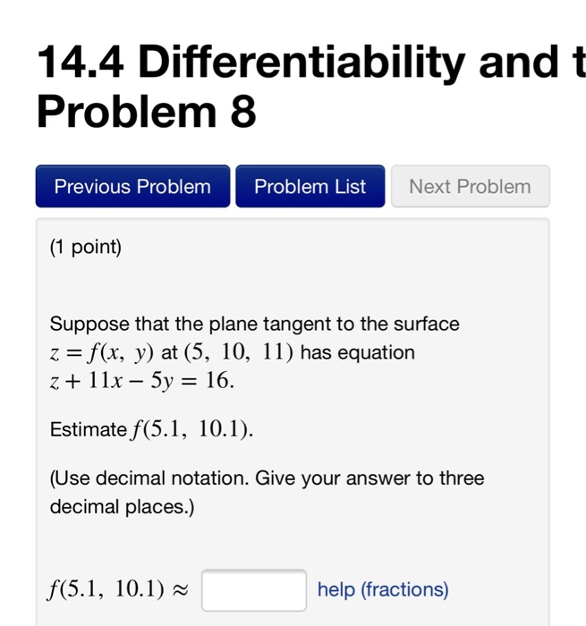 Solved 14.4 Differentiability and t Problem 5 Previous | Chegg.com