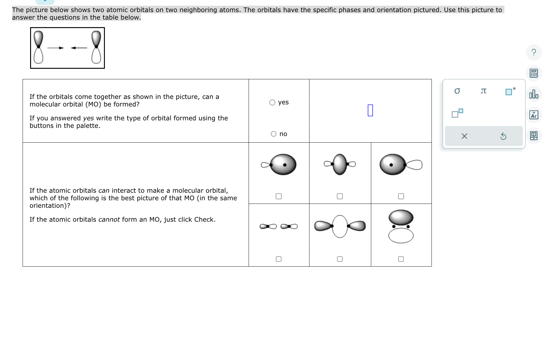 Solved The picture below shows two atomic orbitals on two | Chegg.com