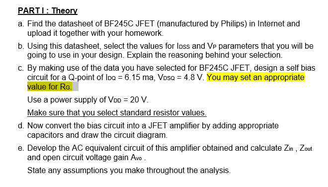 PARTI: Theory a. Find the datasheet of BF245C JFET | Chegg.com