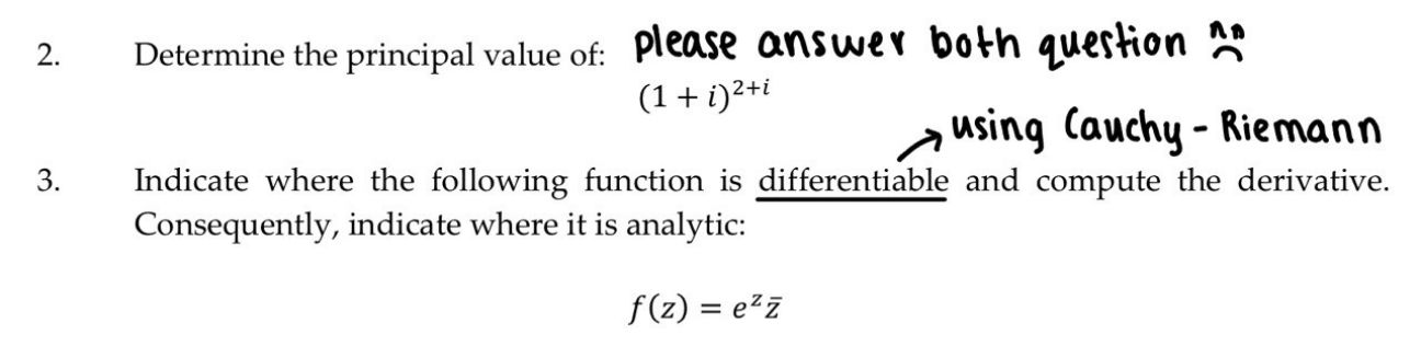 Solved 2. Determine the principal value of: please answer | Chegg.com