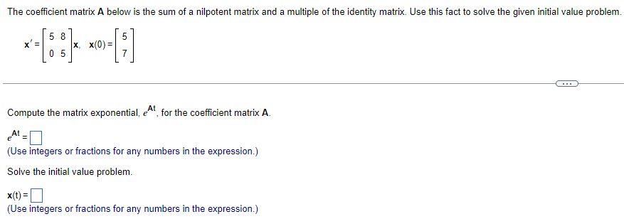 Solved The coefficient matrix A below is the sum of a | Chegg.com