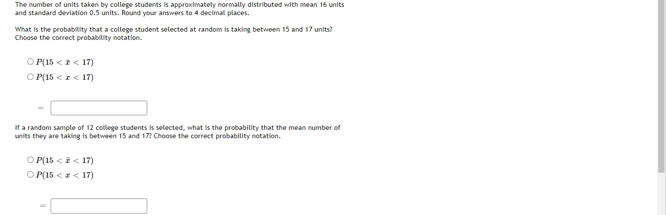 Solved The number of units taken by college students is | Chegg.com