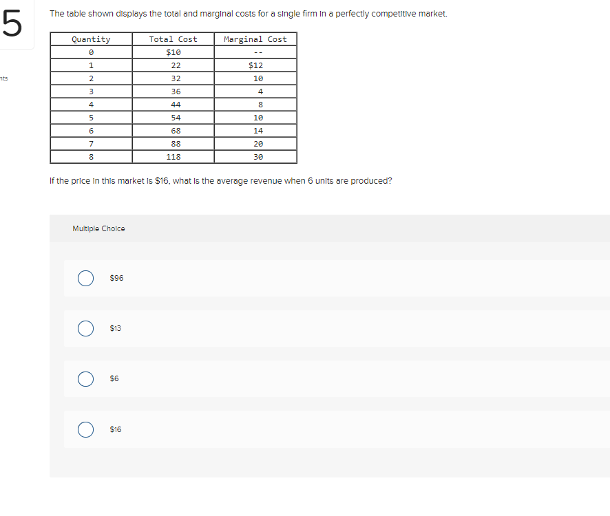Solved The table shown displays the total and marginal costs | Chegg.com
