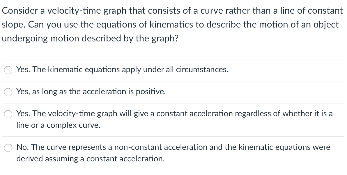 Solved Consider a velocity-time graph that consists of a | Chegg.com