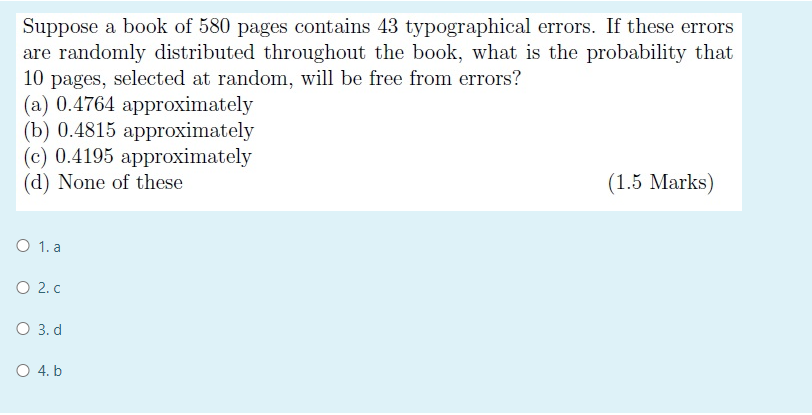 Solved Suppose a book of 580 pages contains 43 typographical | Chegg.com