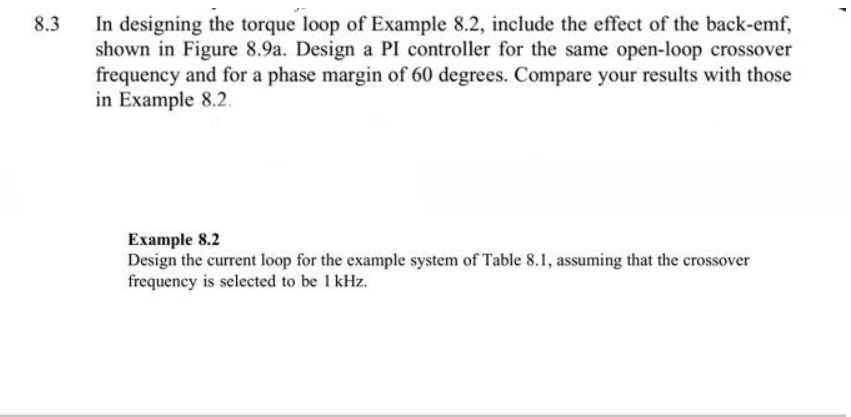 Solved In designing the torque loop of Example 8.2, include | Chegg.com