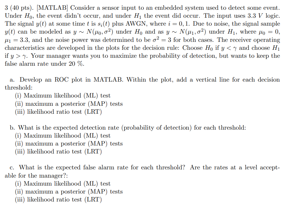 Solved The Part A Matlab Part Is Important And Also Parts 9488