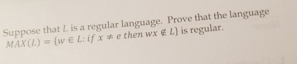 Solved Suppose that L is a regular language. Prove that the | Chegg.com