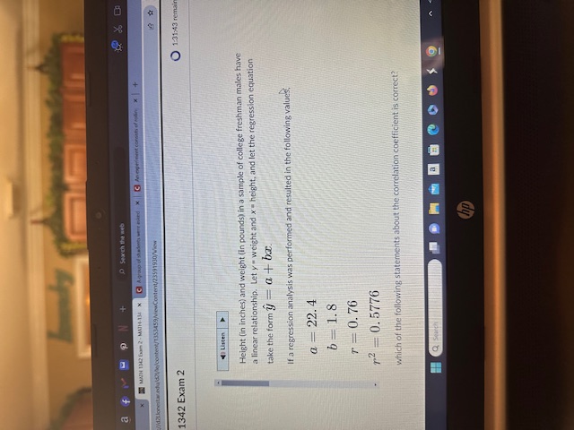 Solved Height (in inches) and weight (in pounds) in a sample | Chegg.com