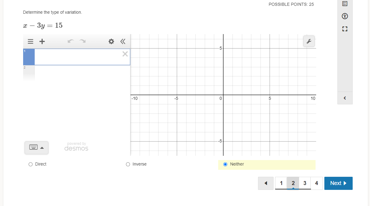 Solved Determine the type of variation. x−3y=15 | Chegg.com