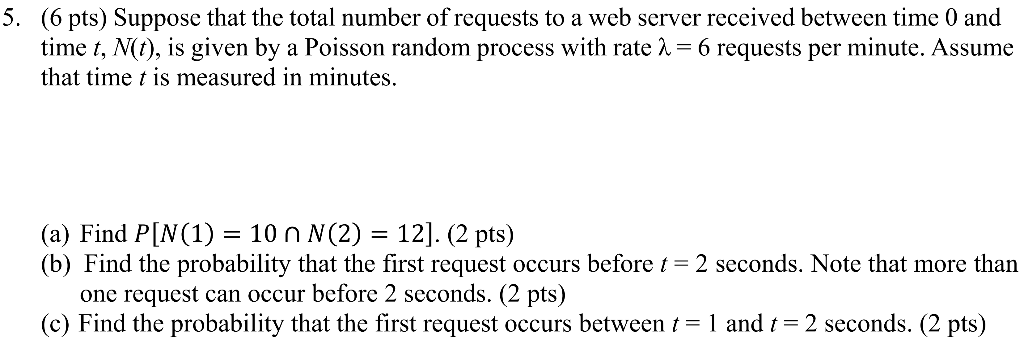 Solved ( 6 pts) Suppose that the total number of requests to | Chegg.com