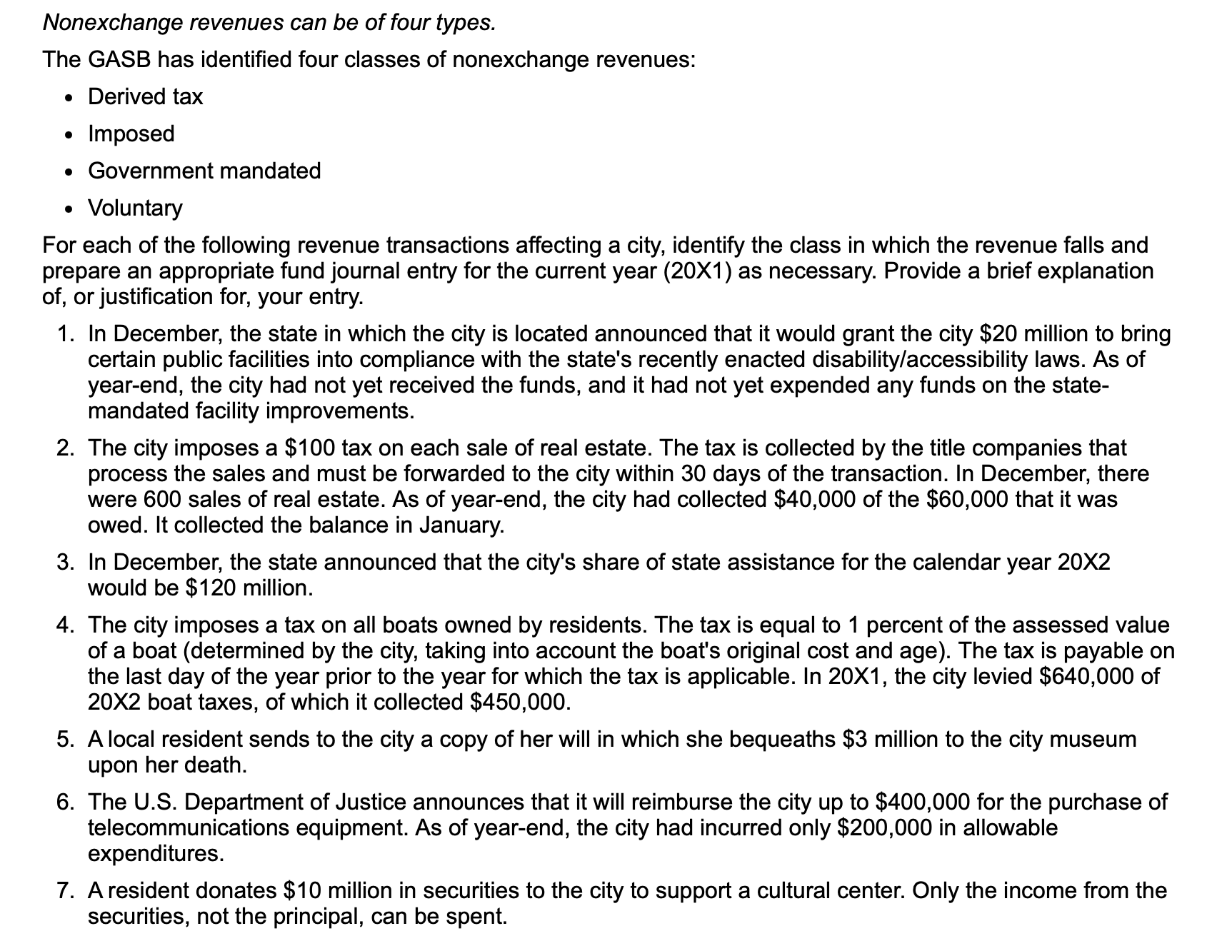 Solved Nonexchange revenues can be of four types.The GASB | Chegg.com