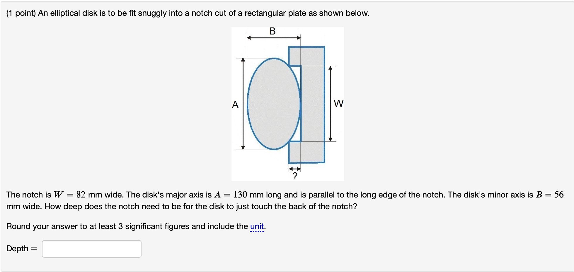 Solved (1 point) An elliptical disk is to be fit snuggly | Chegg.com