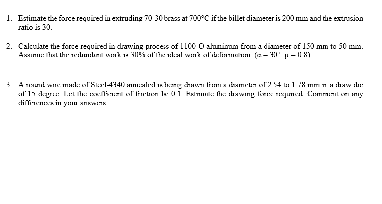 Solved 180 304 Stainless steel 1200 160 70-30 Brass, as | Chegg.com