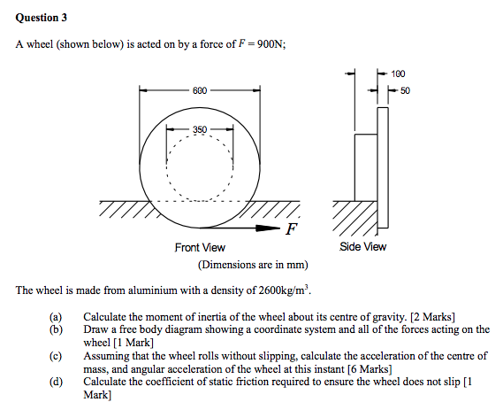 Solved Question 3 A wheel (shown below) is acted on by a | Chegg.com