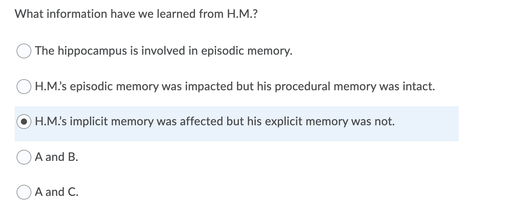 Solved What information have we learned from H.M.? The | Chegg.com