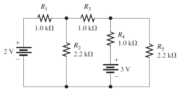 Solved Κ. 1.Ο ΚΩ 1.0 kΩ RA 1.Ο ΚΩ 2v= & Rς +III $2KΩ 2.2 kΩ | Chegg.com