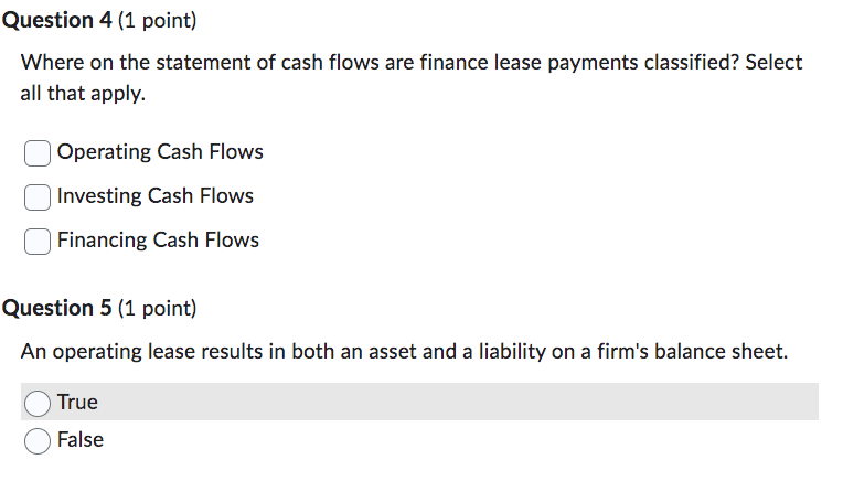 Solved Where on the statement of cash flows are finance | Chegg.com