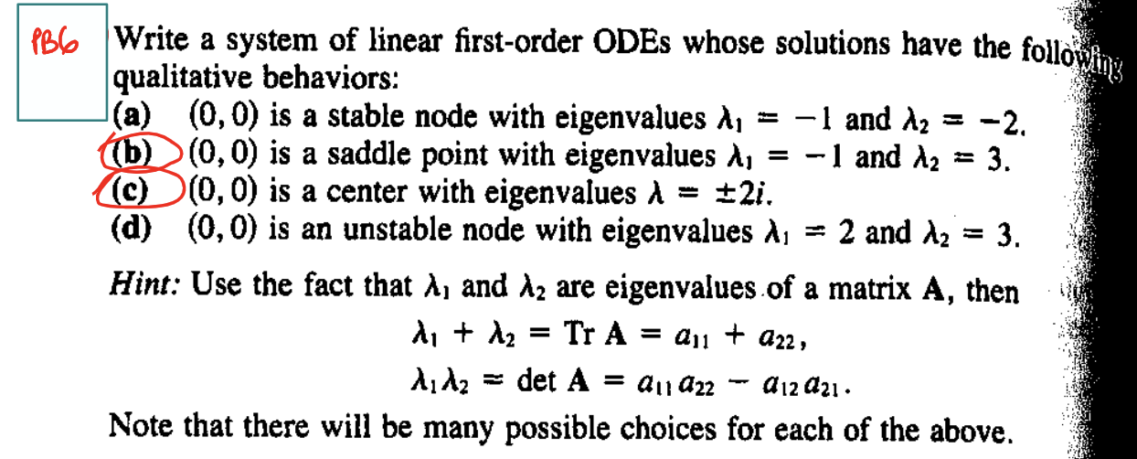 Solved PB6 Write a system of linear first-order ODEs whose | Chegg.com