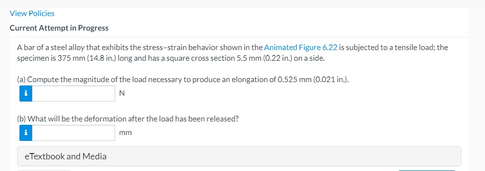 Solved View Policies Current Attempt in Progress A bar of a | Chegg.com