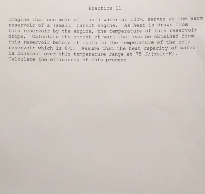 Solved Practice 11 Imagine that one mole of liquid water at | Chegg.com
