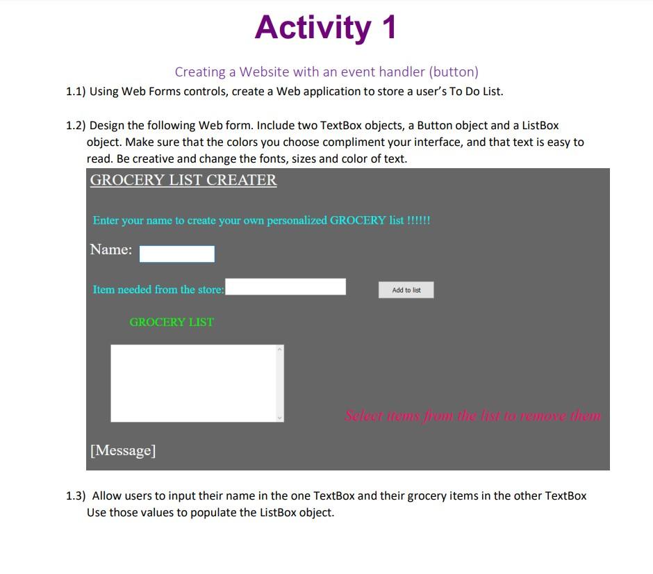 Solved Using asp.net web application (.net framework) in | Chegg.com
