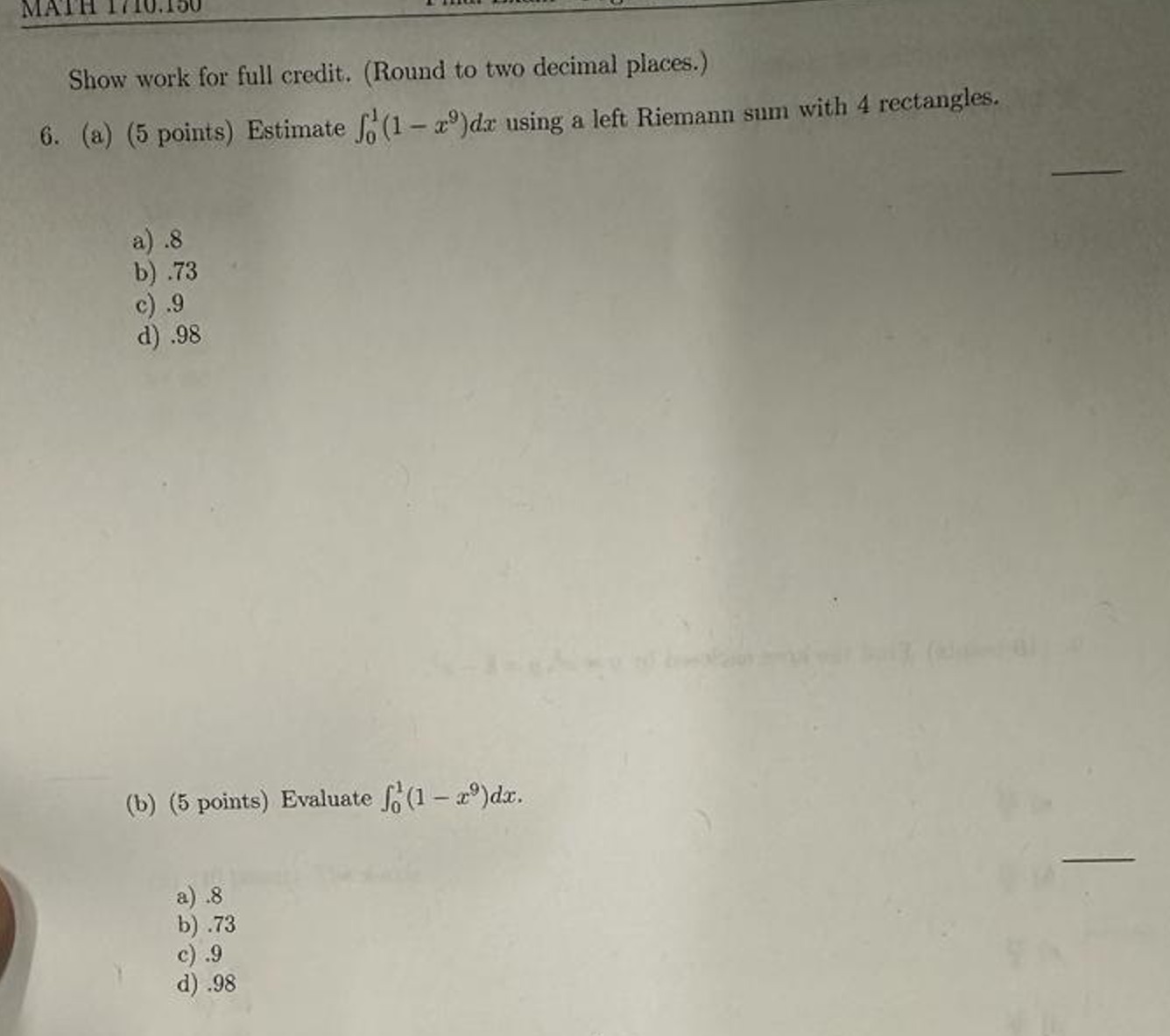 Solved Show work for full credit. (Round to two decimal | Chegg.com