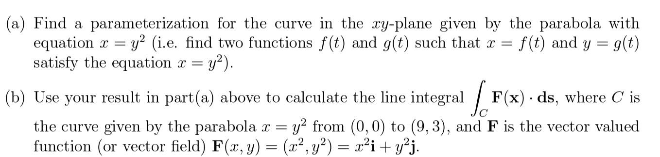 Solved (a) Find a parameterization for the curve in the | Chegg.com