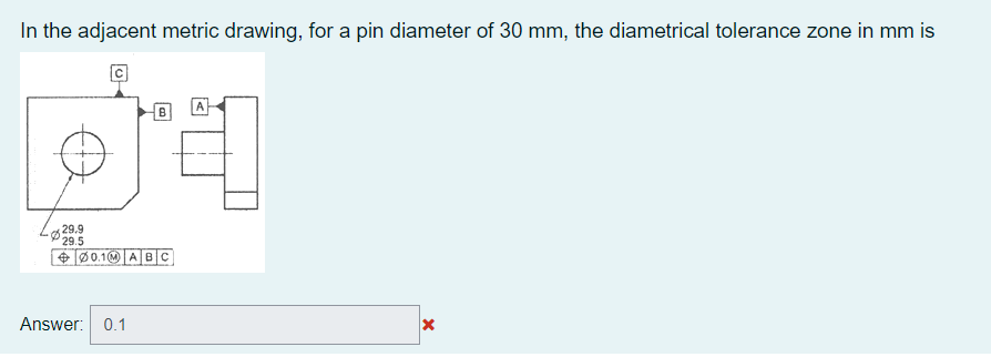 Solved In the adjacent metric drawing, for a pin diameter of | Chegg.com