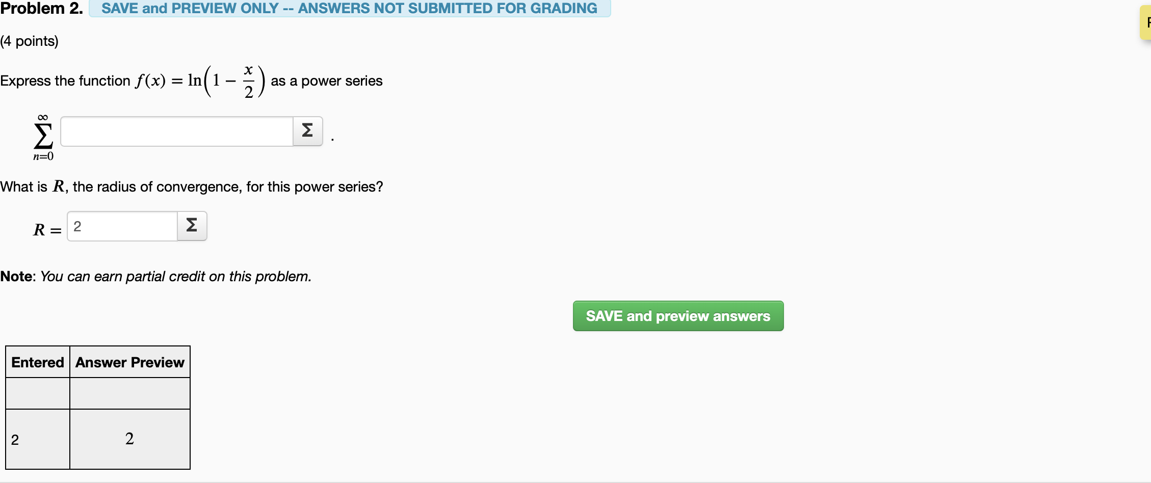 Solved Problem 2. SAVE and PREVIEW ONLY -- ANSWERS NOT | Chegg.com