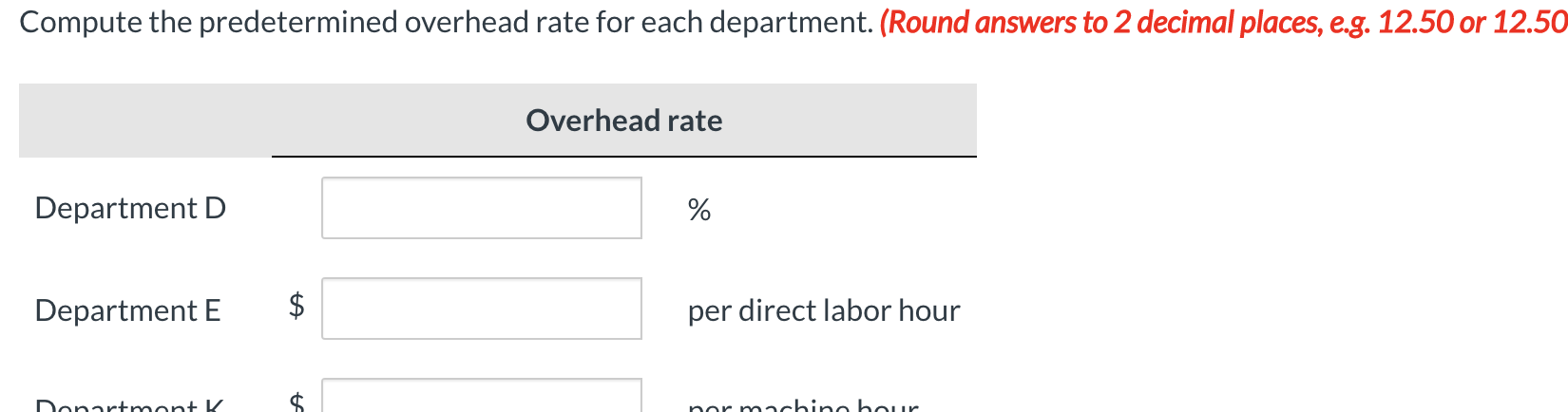 Solved Compute the predetermined overhead rate for each | Chegg.com