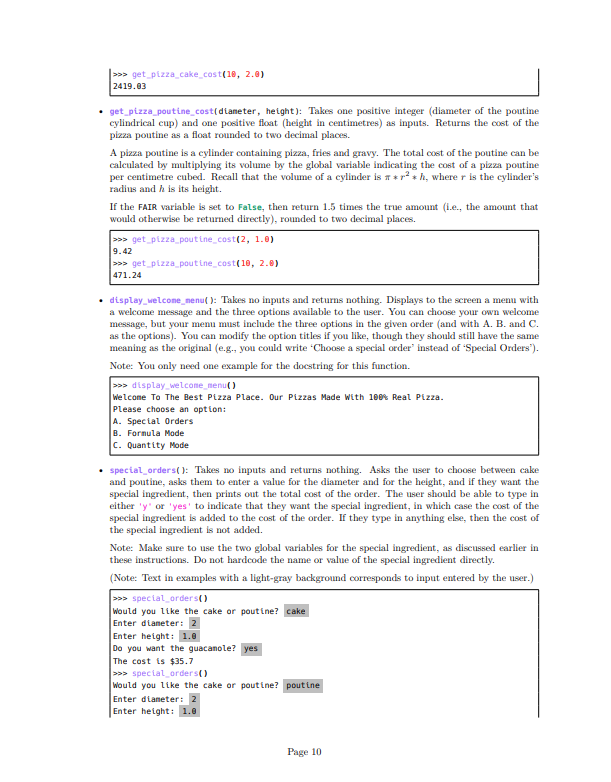 2uestion 2: Pizza Shop (85 points) In this question | Chegg.com
