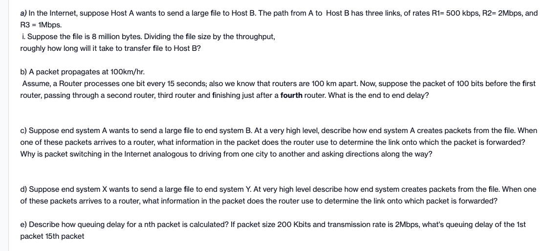Solved a) In the Internet, suppose Host A wants to send a | Chegg.com
