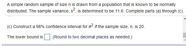 Solved A simple random sample of size n is drawn from a | Chegg.com