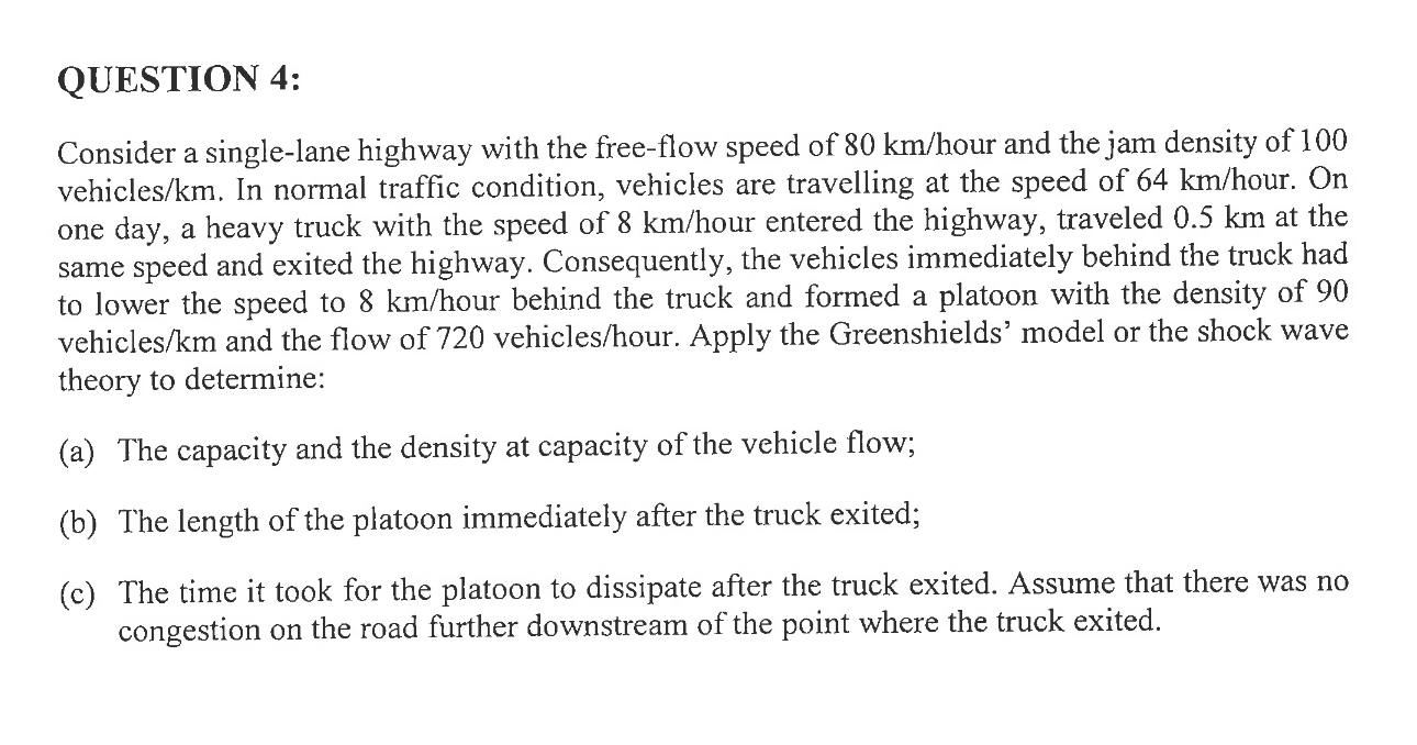Solved Consider a single-lane highway with the free-flow | Chegg.com