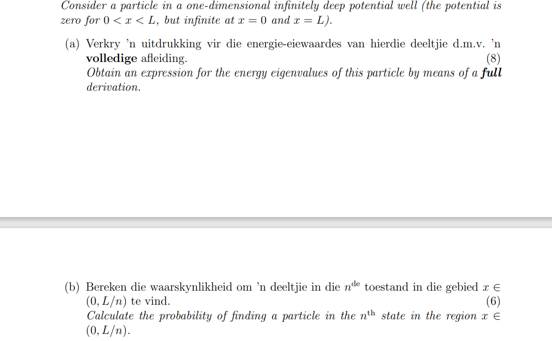 Solved Consider A Particle In A One Dimensional Infinitely