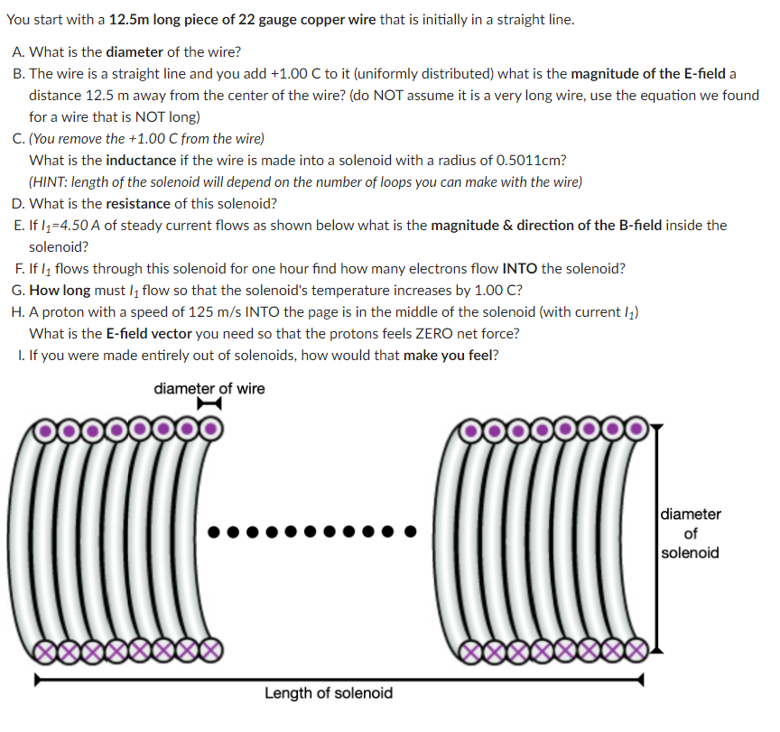 Solved You start with a 12.5 m long piece of 22 gauge copper | Chegg.com