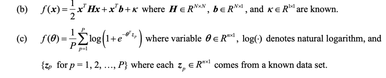 [solved] Compute Gradient And Hessian Of The Functions Give