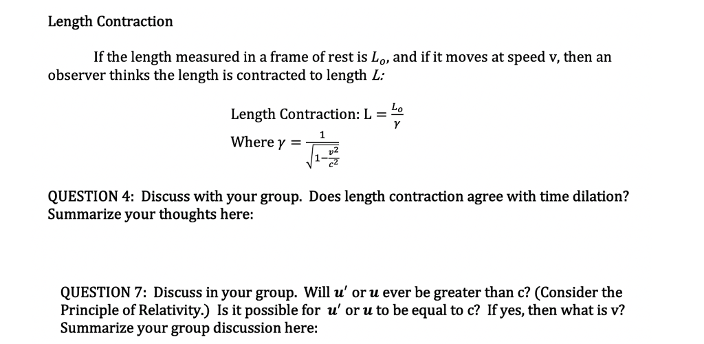 Solved Length Contraction If the length measured in a frame | Chegg.com