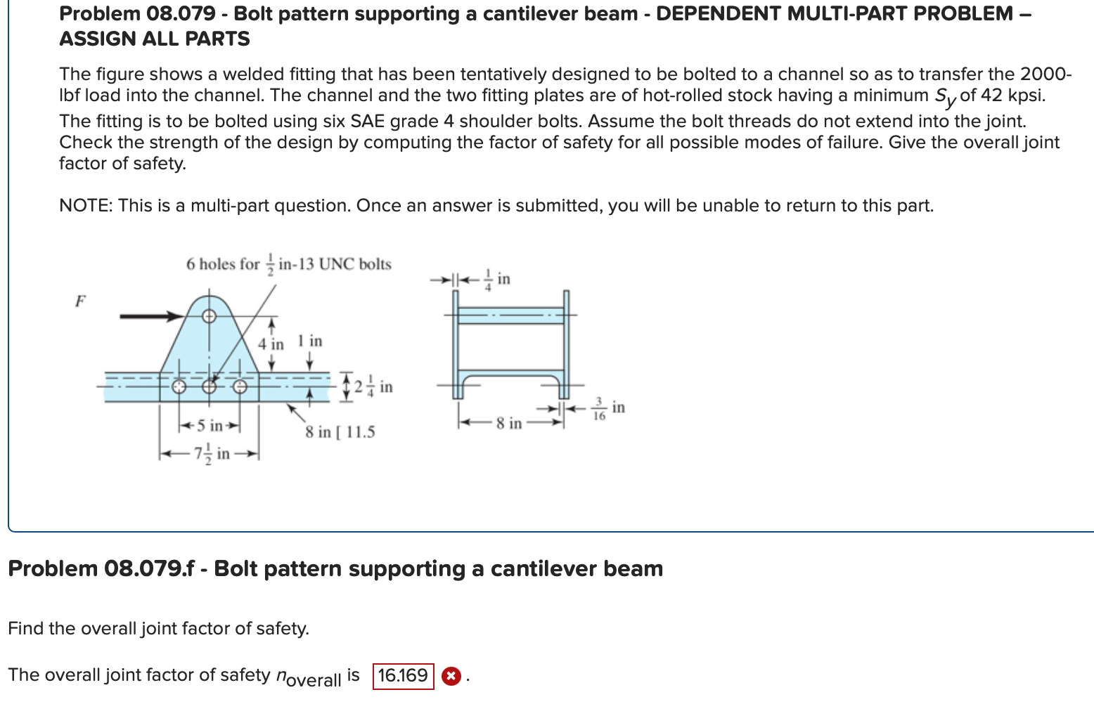 Solved Problem 08.079 - ﻿Bolt pattern supporting a | Chegg.com