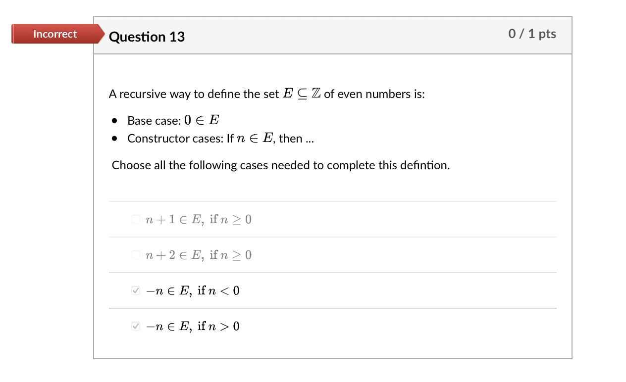 Solved A recursive way to define the set E⊆Z of even numbers | Chegg.com