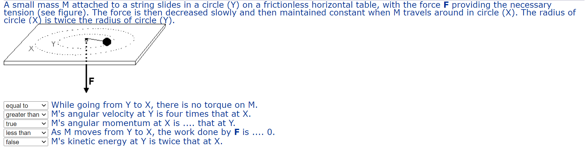Solved A small mass M attached to a string slides in a | Chegg.com