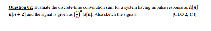 Solved Question 02: Evaluate the discrete-time convolution | Chegg.com