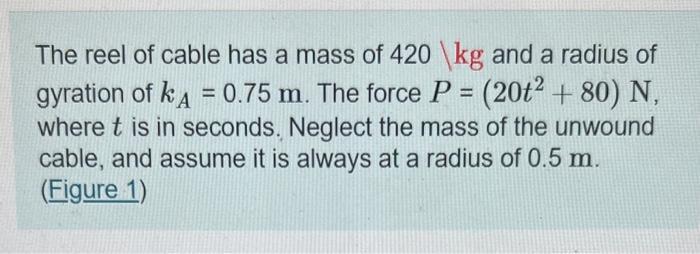 Solved Determine angular velocity of the reel when t=2 s, | Chegg.com